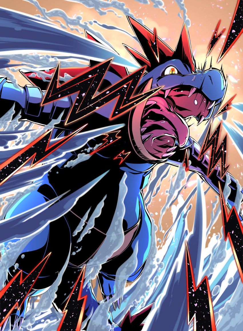 Safebooru - alligator blue skin colored skin crocodilian fangs ...