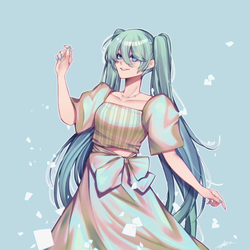 Safebooru - 1girl absurdres alternate costume aqua eyes aqua hair aqua ...