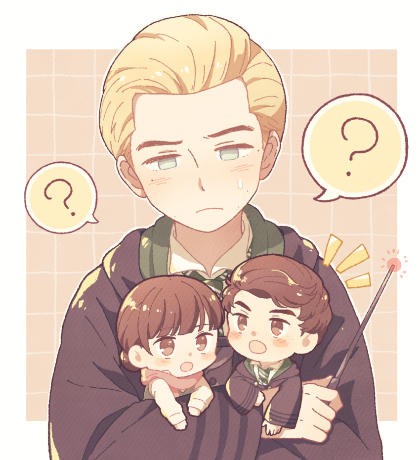 Safebooru - 1girl 2boys ? anne sallow black coat black robe blind ...