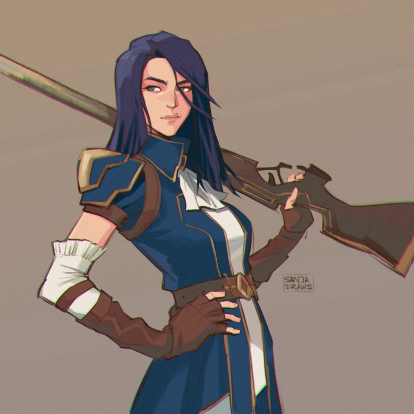 Safebooru - 1girl arcane: league of legends arcane caitlyn blue eyes blue hair caitlyn (league ...