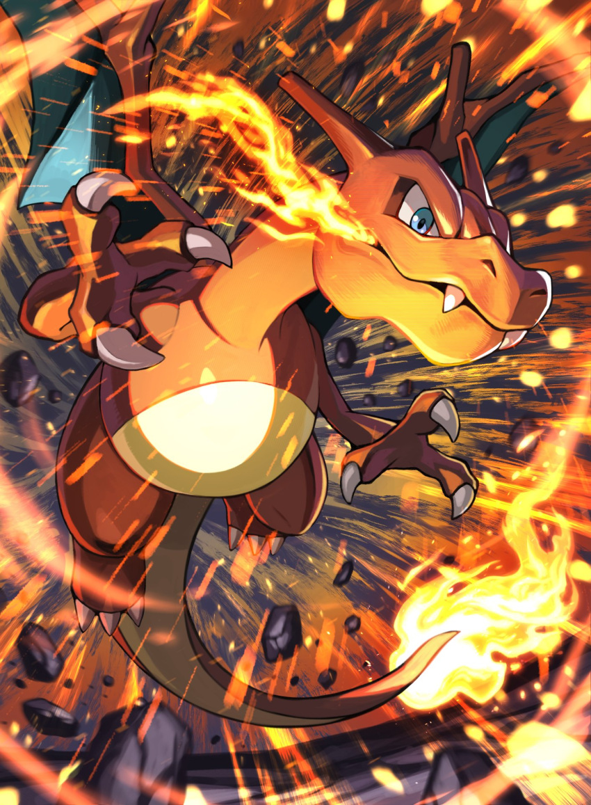 Safebooru - blue eyes breath weapon breathing fire charizard claws ...