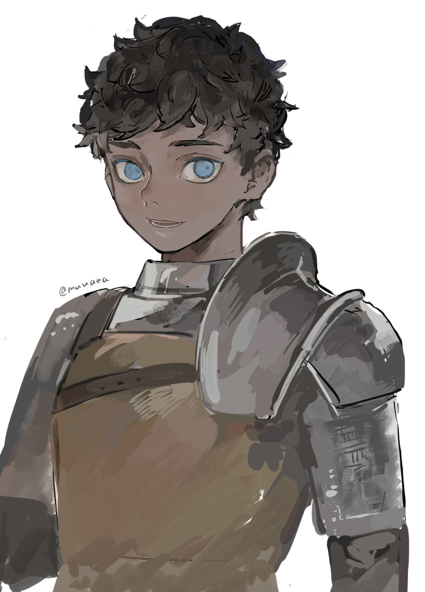 Safebooru - 1boy armor black hair blue eyes curly hair dark-skinned male dark skin dungeon meshi ...