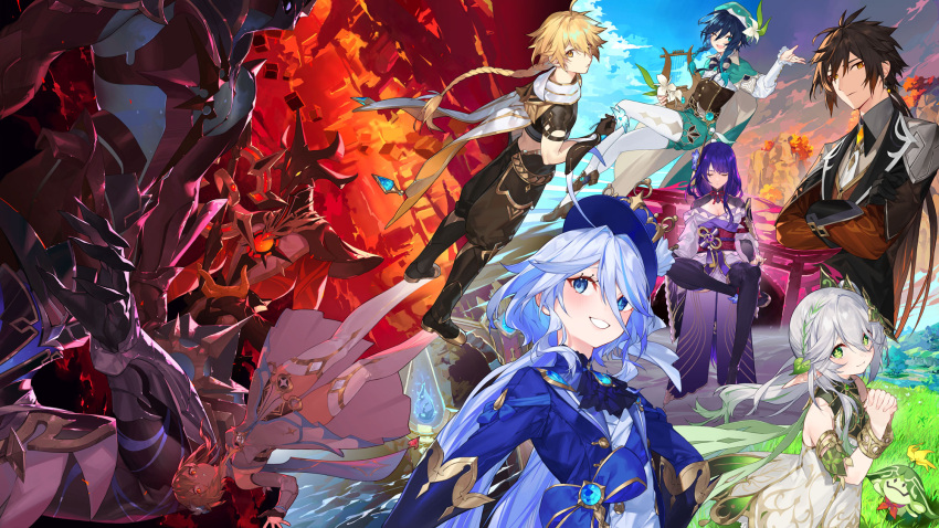 Safebooru - aether (genshin impact) blue sky fire furina (genshin ...