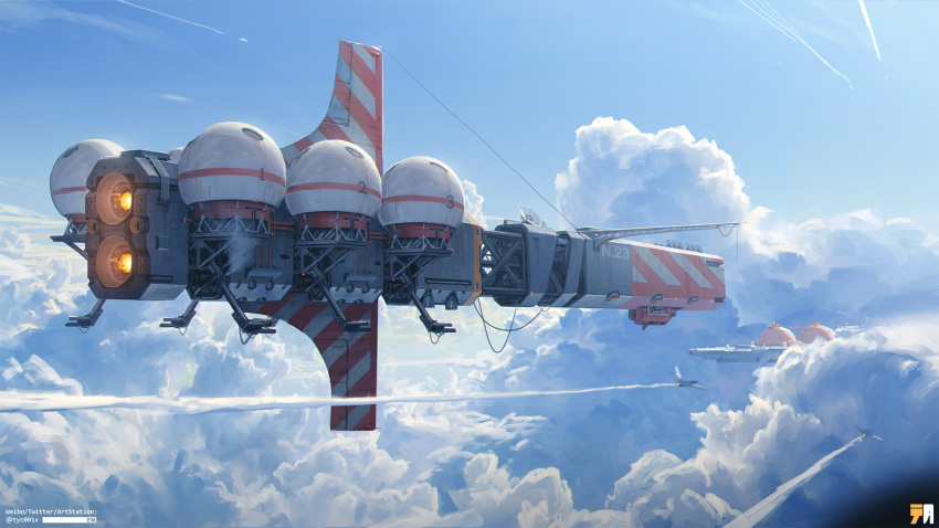 Safebooru - aircraft artist logo artist name contrail day highres no ...