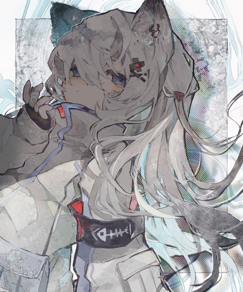 Safebooru - 1girl absurdres animal ears armband bandaged fingers bandages closed mouth earrings ...