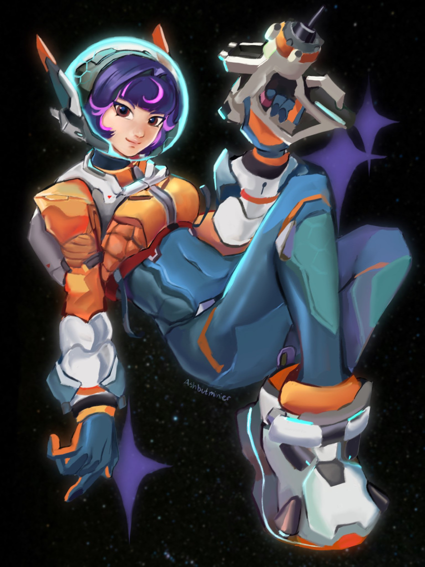 Safebooru - 1girl ashbutminier blue pants blue suit gloves gun helmet ...