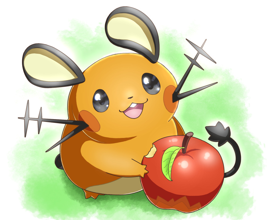 Safebooru - apple black eyes dedenne food fruit highres looking at ...