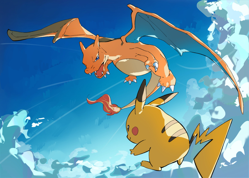 Safebooru - absurdres blue eyes charizard claws closed mouth day fangs ...