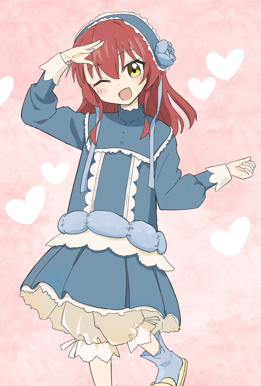 Safebooru - 1girl absurdres bloomers blue dress blue flower blue ribbon blue skirt blue socks ...