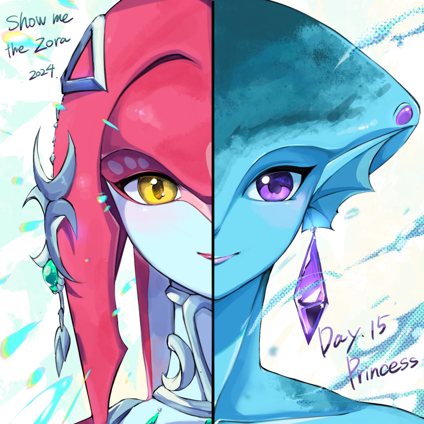 Safebooru - 2024 2girls blue skin closed mouth colored skin english ...