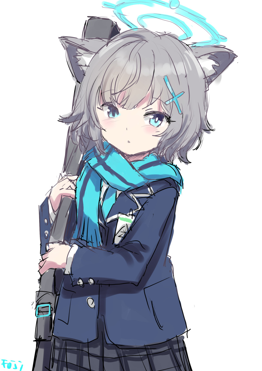 Safebooru - 1girl aged down animal ear fluff animal ears black skirt blazer blue archive blue ...
