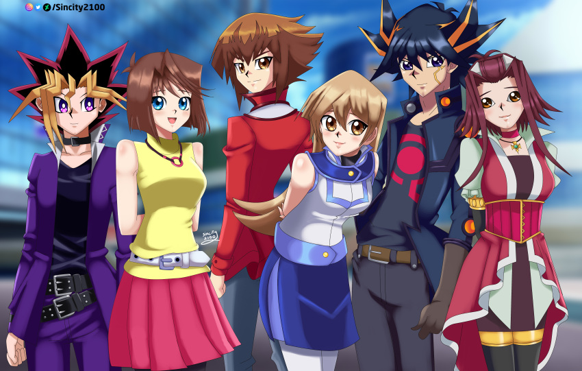 Safebooru - 3boys 3girls arms behind back black hair blonde hair blue eyes blush brown hair duel ...