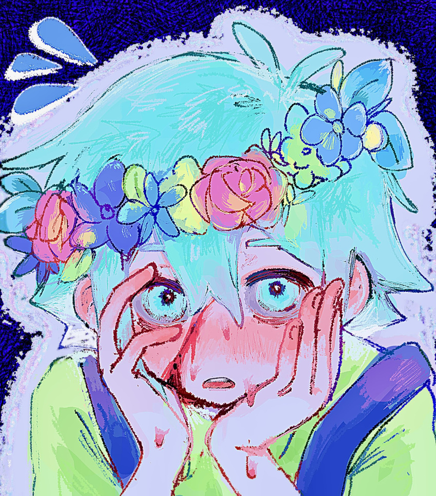 Safebooru - 1boy basil (headspace) (omori) basil (omori) blue overalls ...