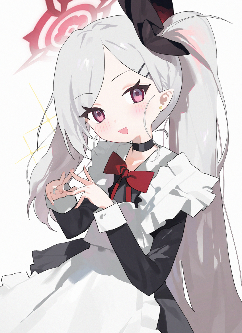 Safebooru - 1girl absurdres alternate costume apron black choker black dress blue archive blush ...