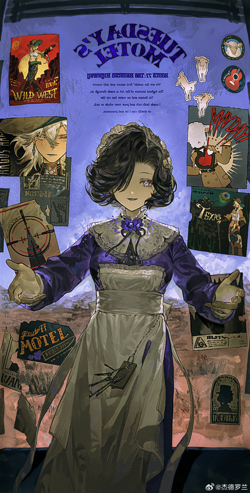 Safebooru - 1girl absurdres against window apron argus (reverse:1999 ...