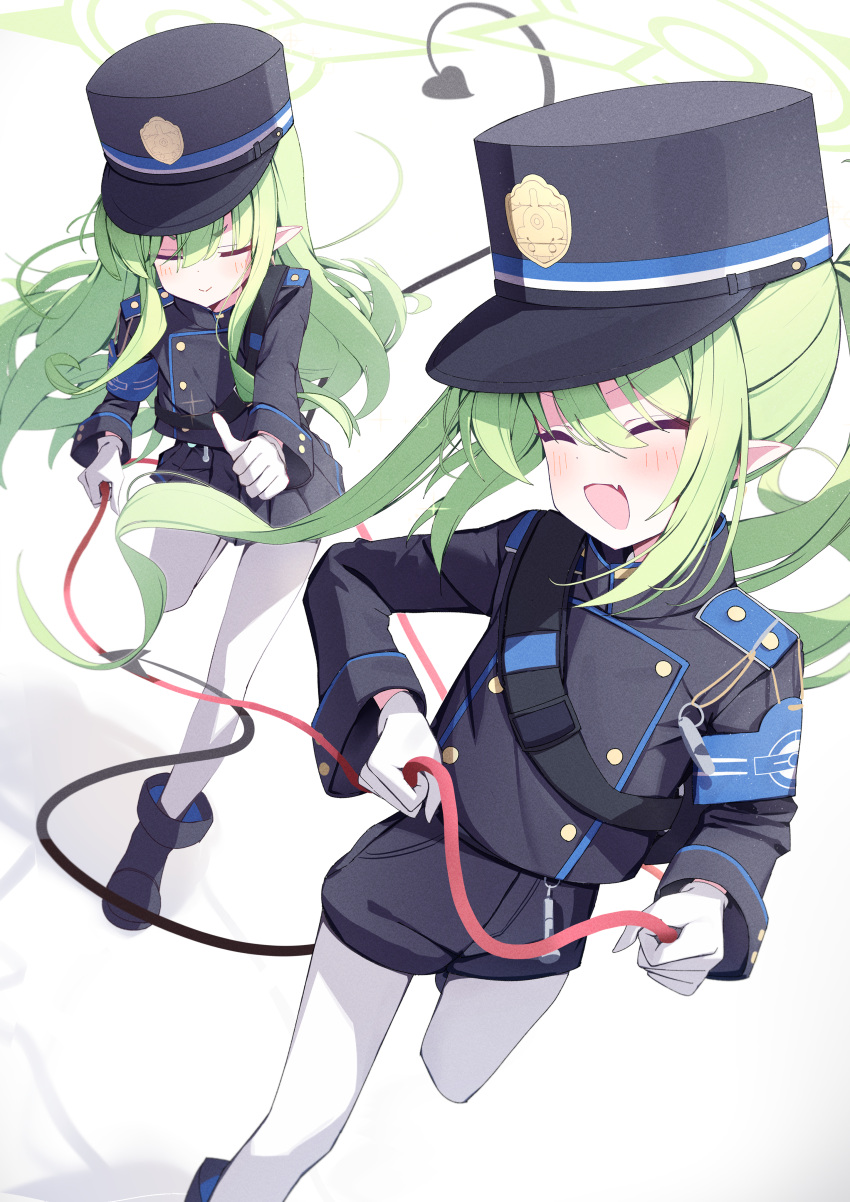 Safebooru - 2girls :d ^ ^ absurdres armband black hat black jacket blue archive blue armband ...