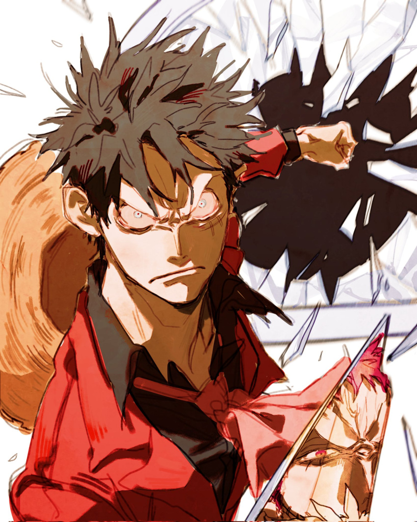 Safebooru - 2boys black hair blue eyes broken mirror charlotte katakuri ...
