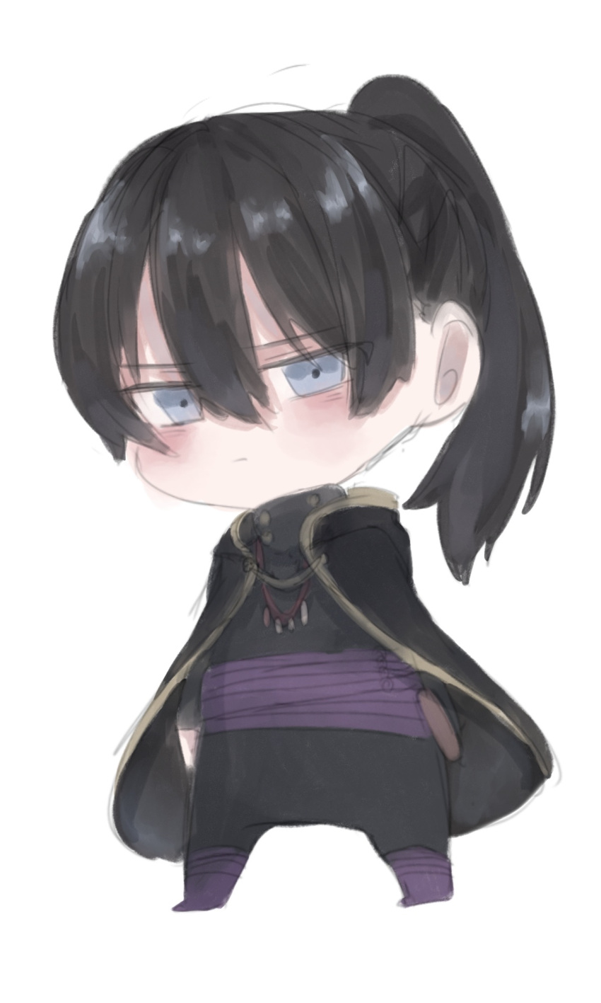 Safebooru - 1boy black cloak black clover black hair black pants black shirt blue eyes chibi ...