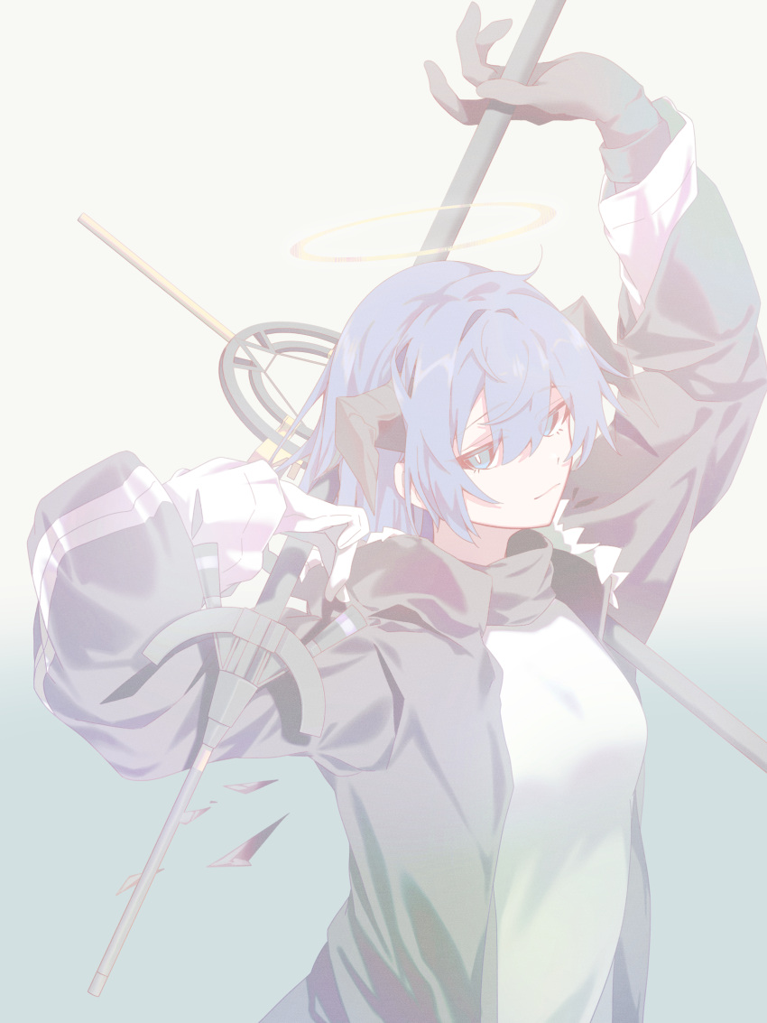 Safebooru - 1girl absurdres arknights arm behind back asymmetrical gloves black gloves black ...