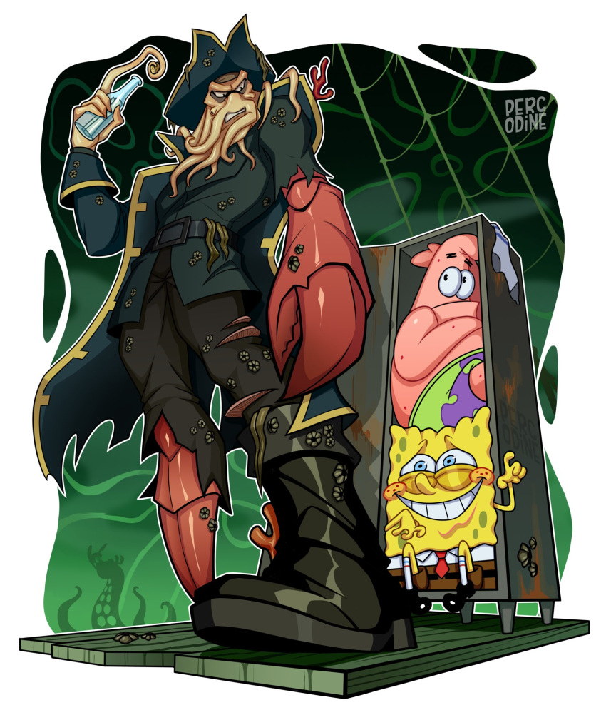 Safebooru - artist name barnacle belt blue eyes blush boots bottle coral crossover davy jones ...