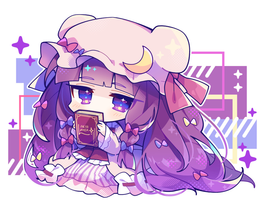 Safebooru - 1girl book chibi crescent crescent hair ornament crescent ...