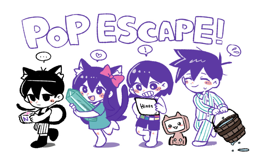 Safebooru - ! ... 1girl 3boys animal ears aubrey (headspace) (omori ...