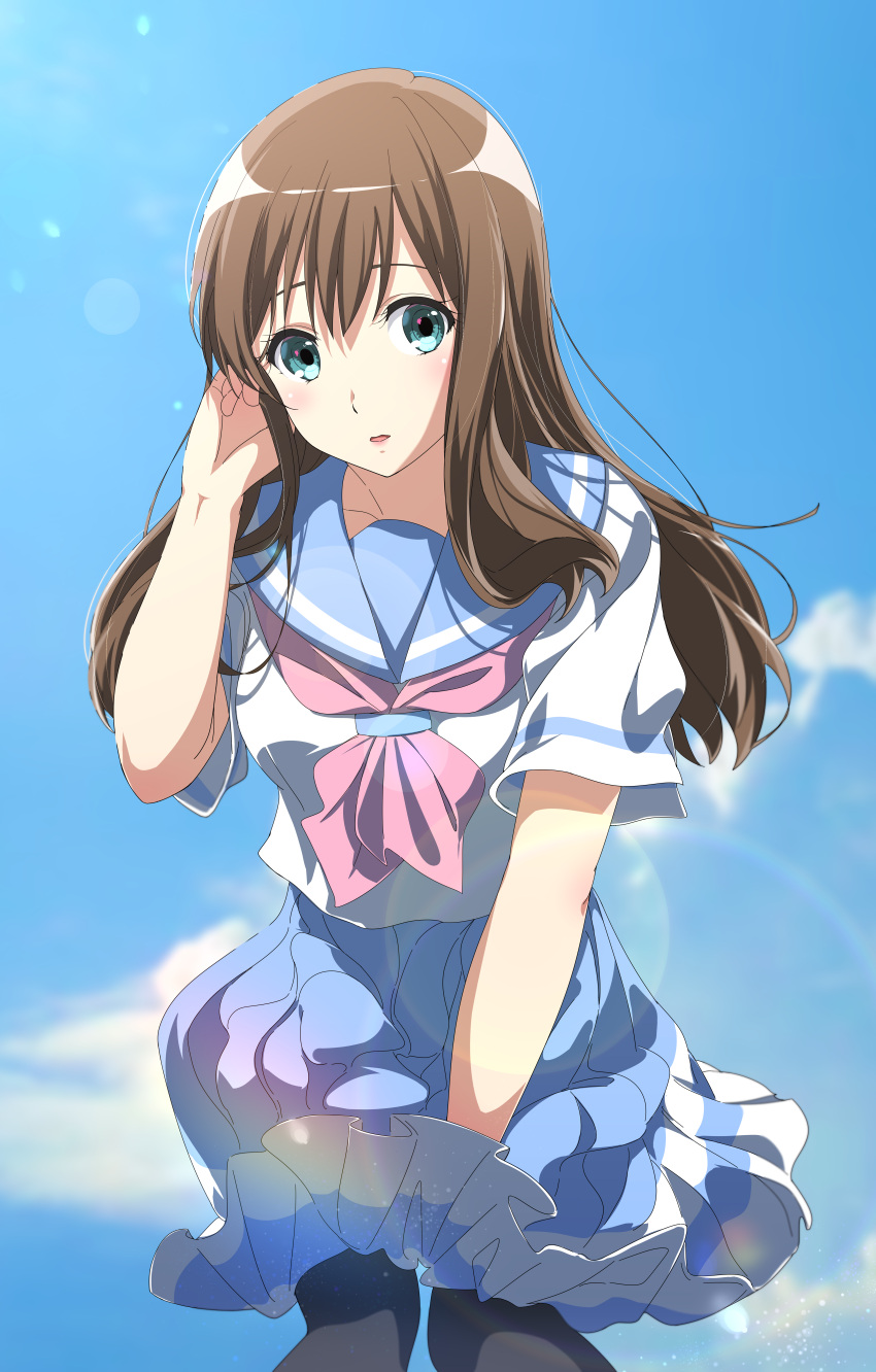 Safebooru - 1girl absurdres akimio black pantyhose blue eyes breasts ...