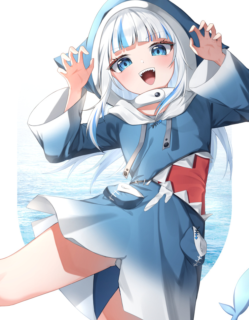 Safebooru - 1girl absurdres animal hood blue eyes fins fish tail gawr gura gawr gura (1st ...