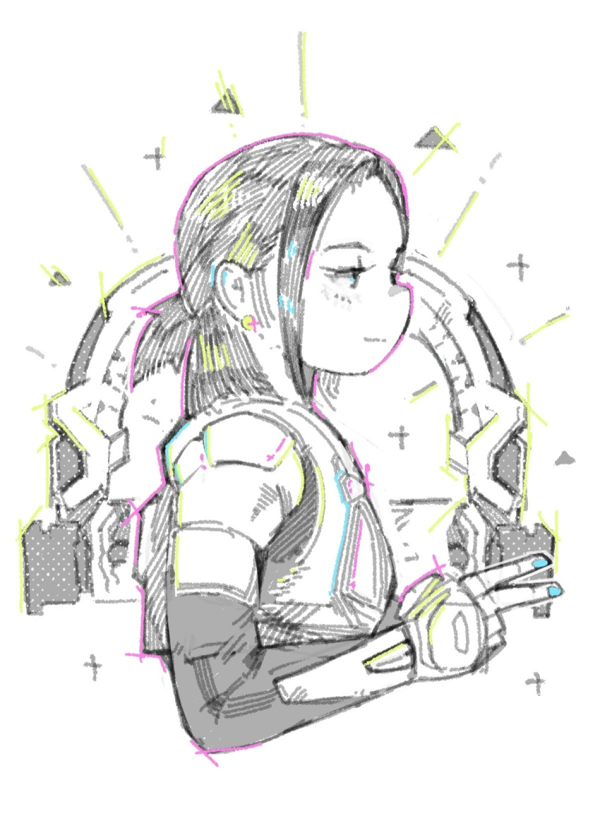 Safebooru - 1girl animification apex legends black hair blue nails conduit (apex legends ...