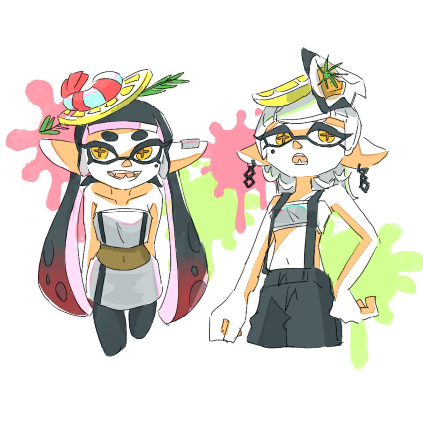 Safebooru - 2girls callie (splatoon) citron citronn food food on head ...