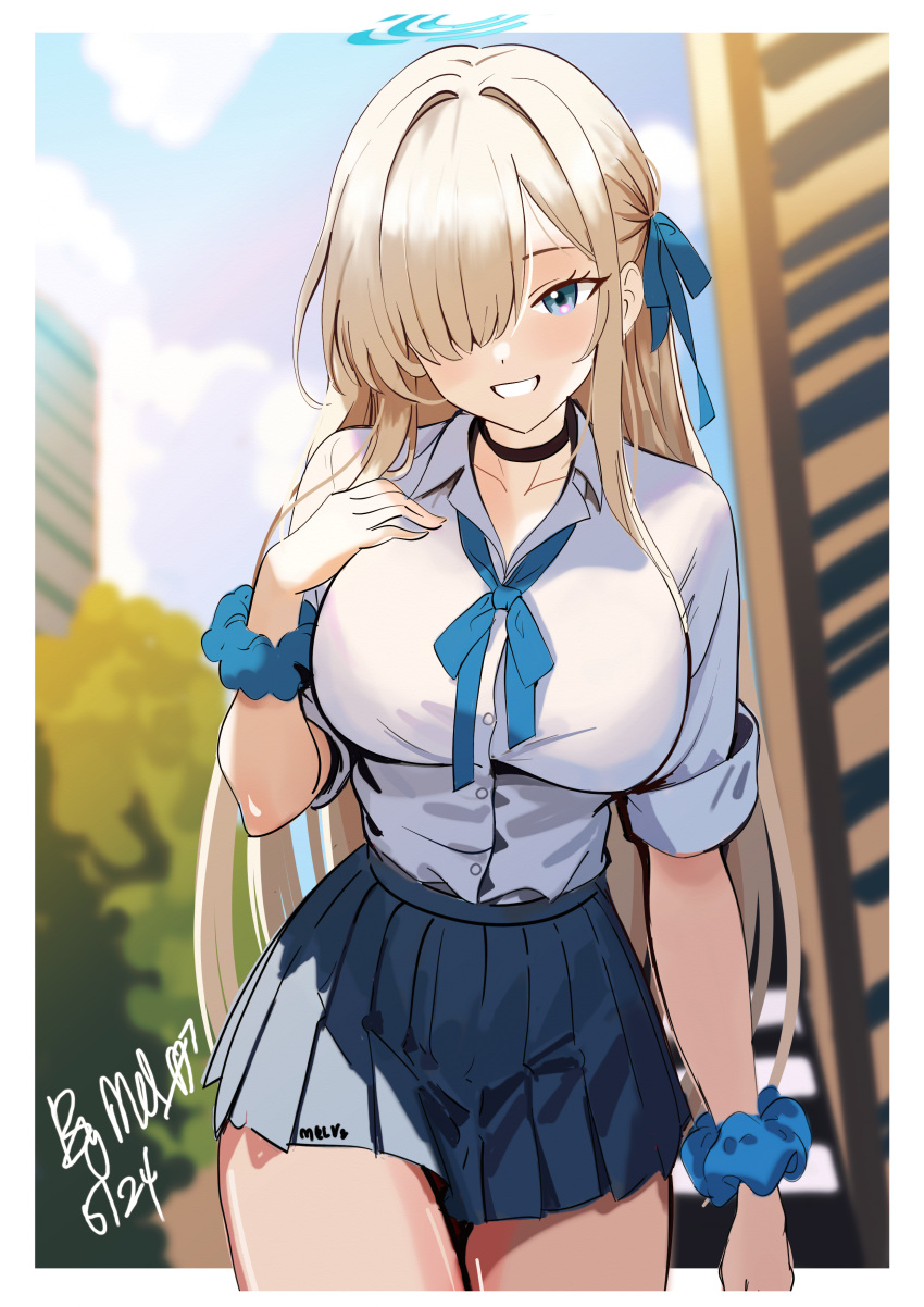 Safebooru - 1girl absurdres asuna (blue archive) blonde hair blue archive blue eyes blue skirt ...