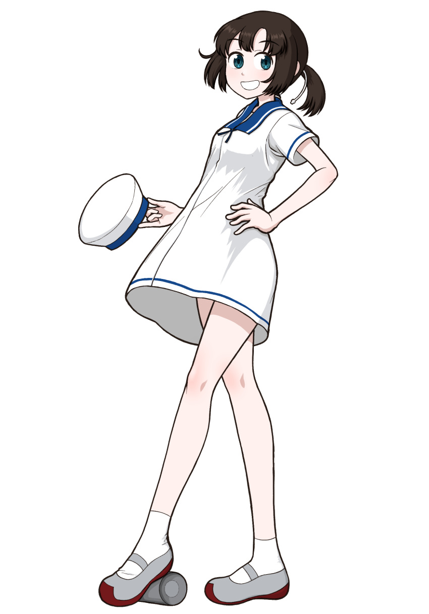 Safebooru - 1girl aged up black hair blue sailor collar bob cut daitou (kancolle) dress full ...