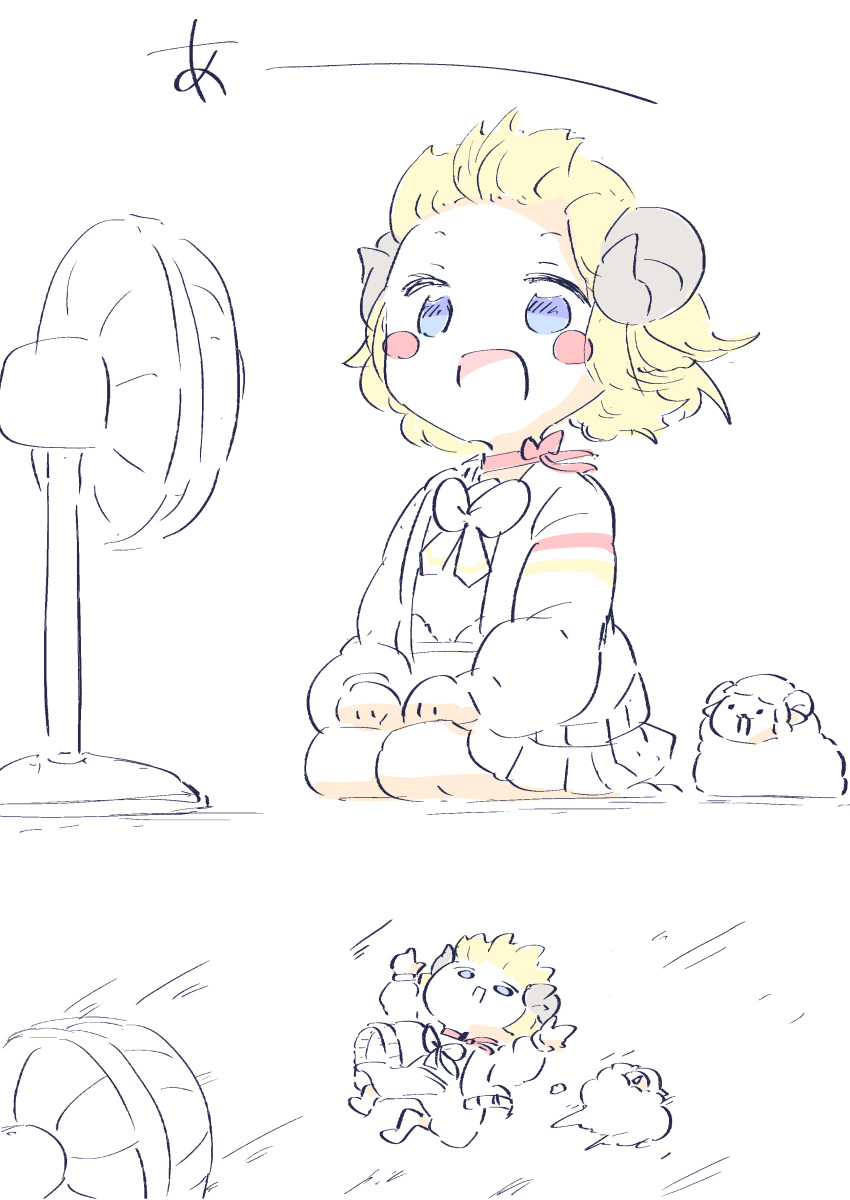 Safebooru - 1girl absurdres animal ears blonde hair blown away blue ...