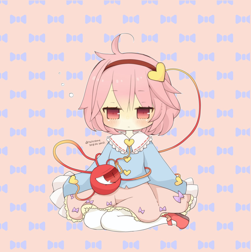 Safebooru - 1girl black hairband blue shirt buttons chibi eyeball ...