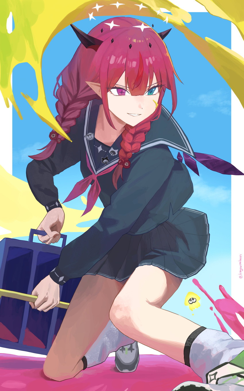 Safebooru - 1girl absurdres blue eyes braid halo heterochromia highres ...