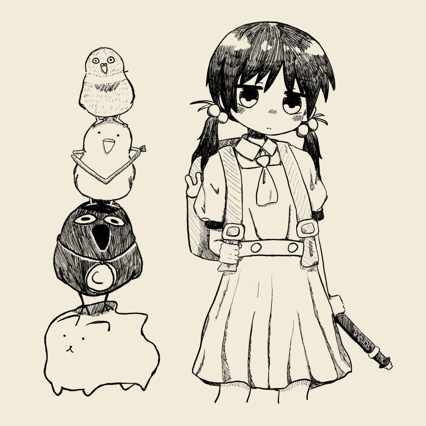 Safebooru - 1girl animal backpack bag belt bird blush bubbacterial child collared shirt flute ...