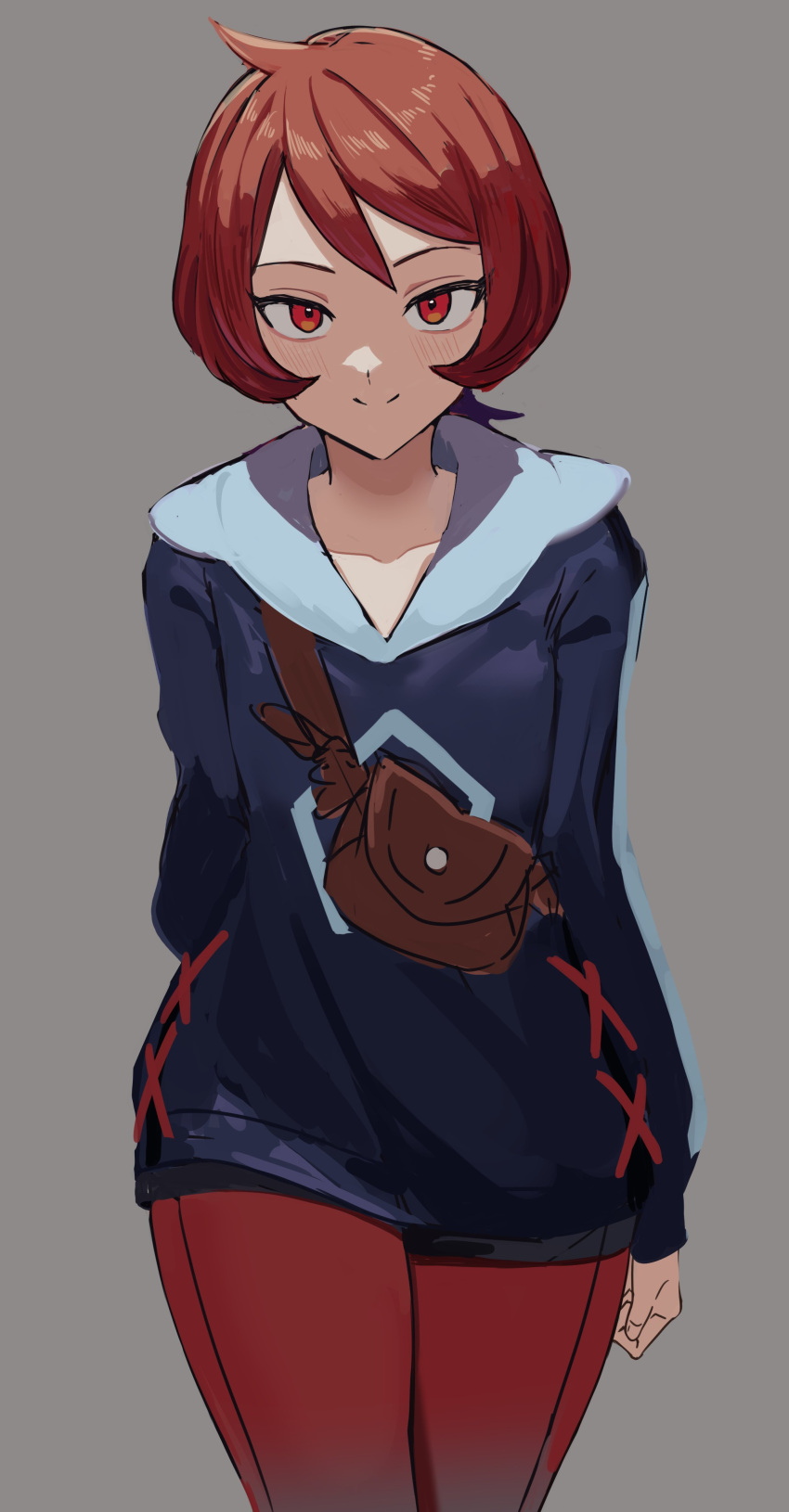 Safebooru - 1girl absurdres agamemega arezu (pokemon) arm at side arm behind back bag blue ...