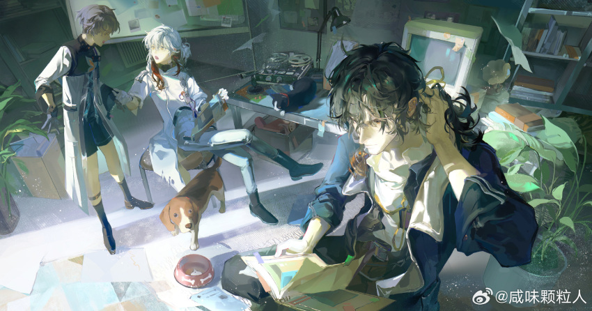 Safebooru - 1other 2boys :o ankle boots black cat black coat black ...