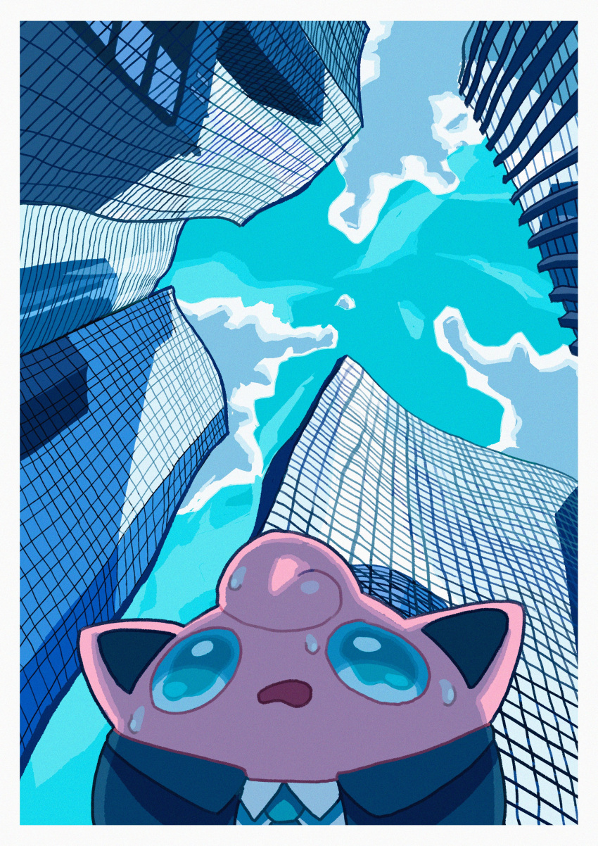 Safebooru - absurdres blue eyes blue sky building clouds cloudy sky ...