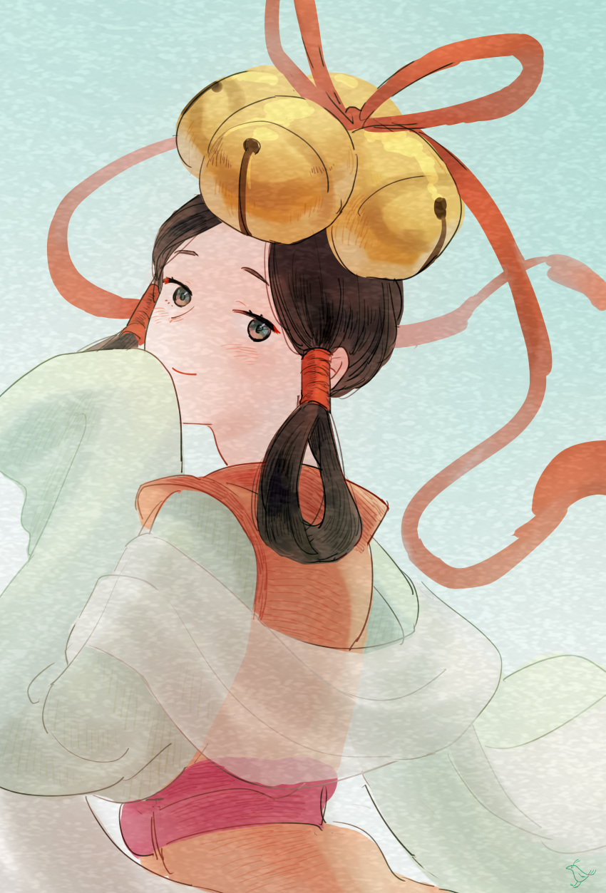 Safebooru - 1girl absurdres bell blush brown eyes brown hair casiusentoo commentary request hair ...