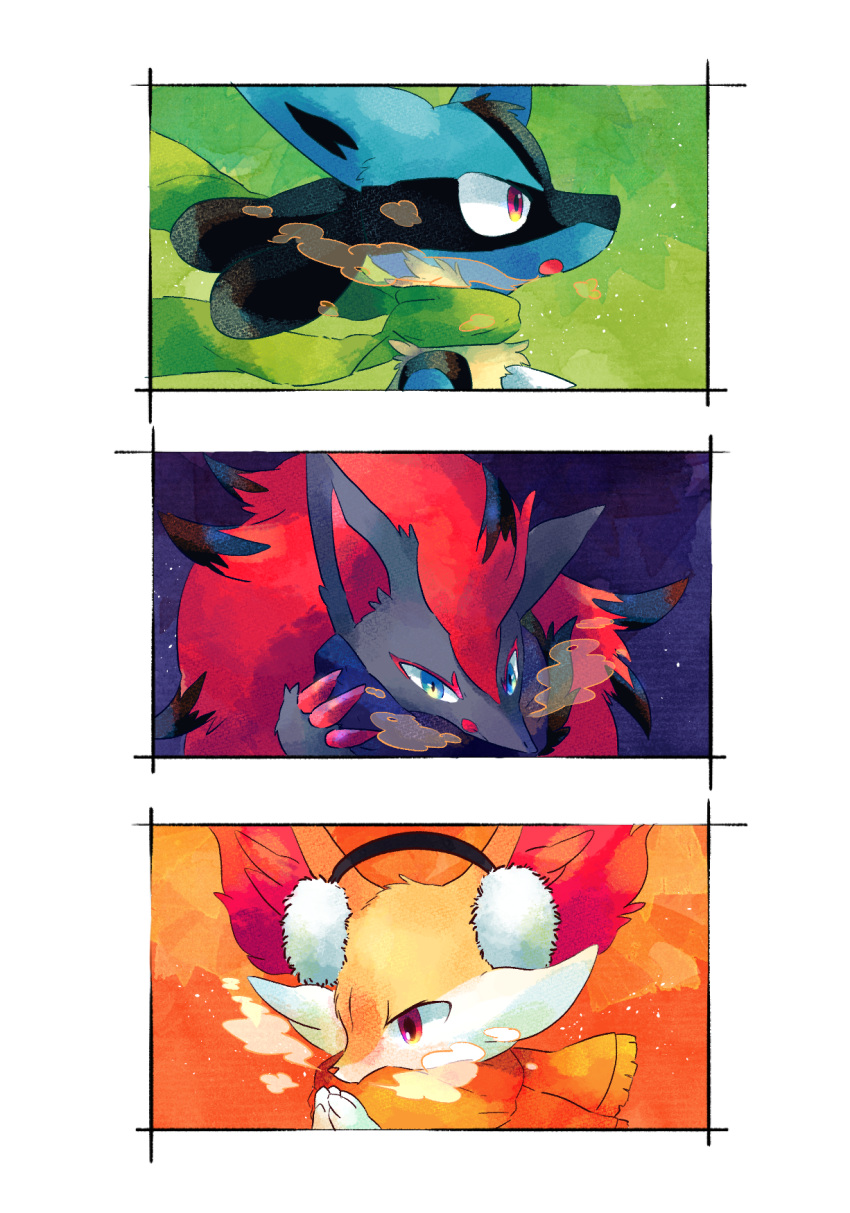 Safebooru - blue eyes braixen breath clothed pokemon commentary request ...