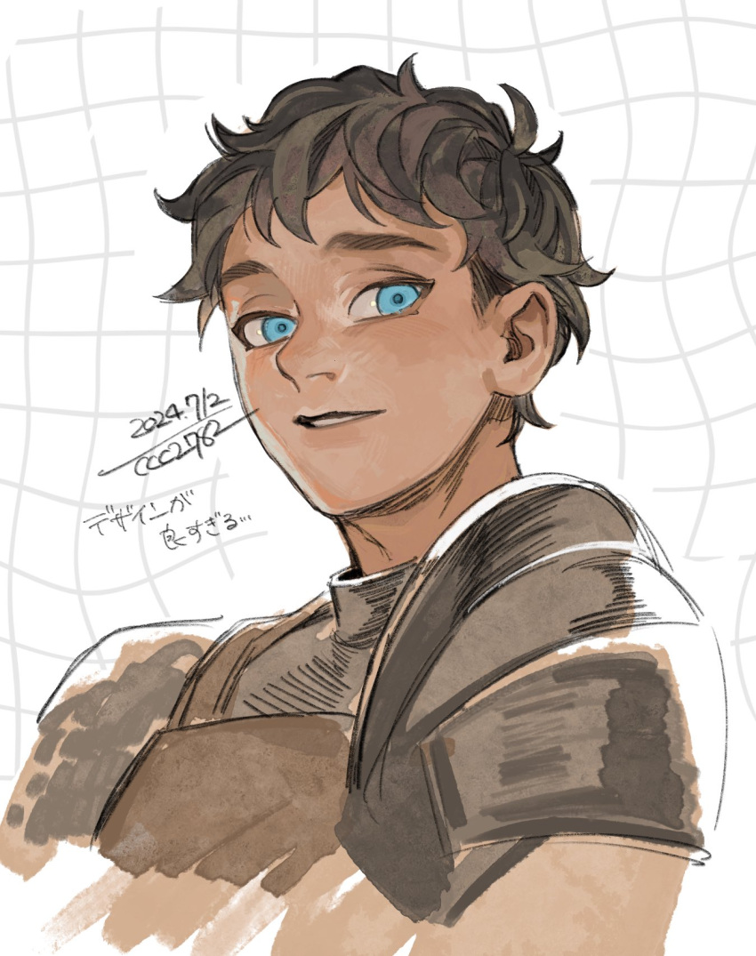 Safebooru - 1boy armor black hair blue eyes ccc2782 curly hair dark-skinned male dark skin ...