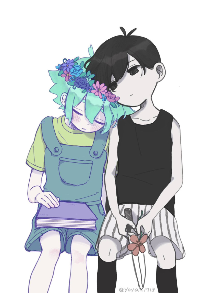 Safebooru - 2boys basil (headspace) (omori) basil (omori) black eyes black hair black socks ...