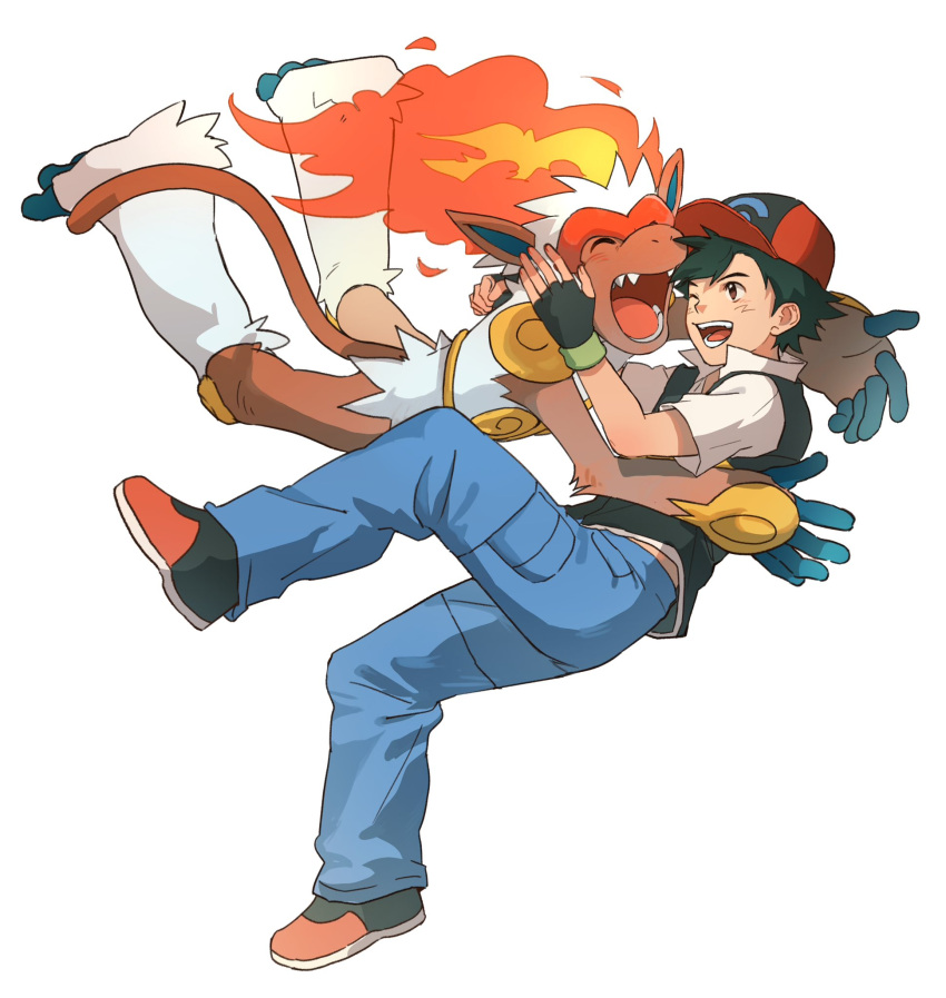 Safebooru - 1boy ash ketchum baseball cap black gloves black hair black ...