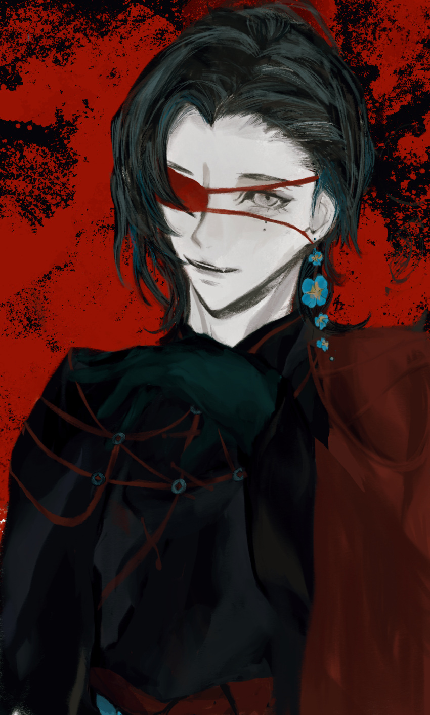 Safebooru - 1boy black hair black jacket black shirt chinese commentary chu yujun colored ...