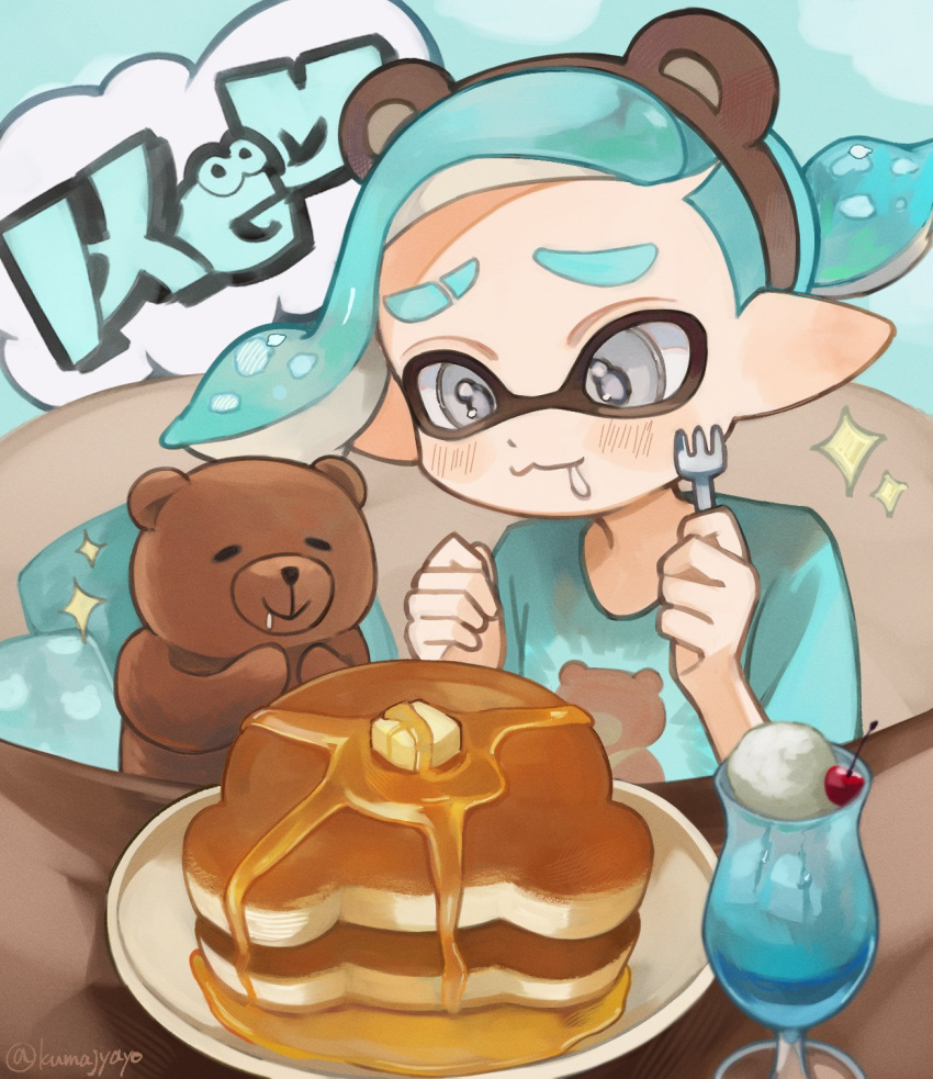 Safebooru - 1girl animal ear hairband animal ears aqua hair bear ears ...