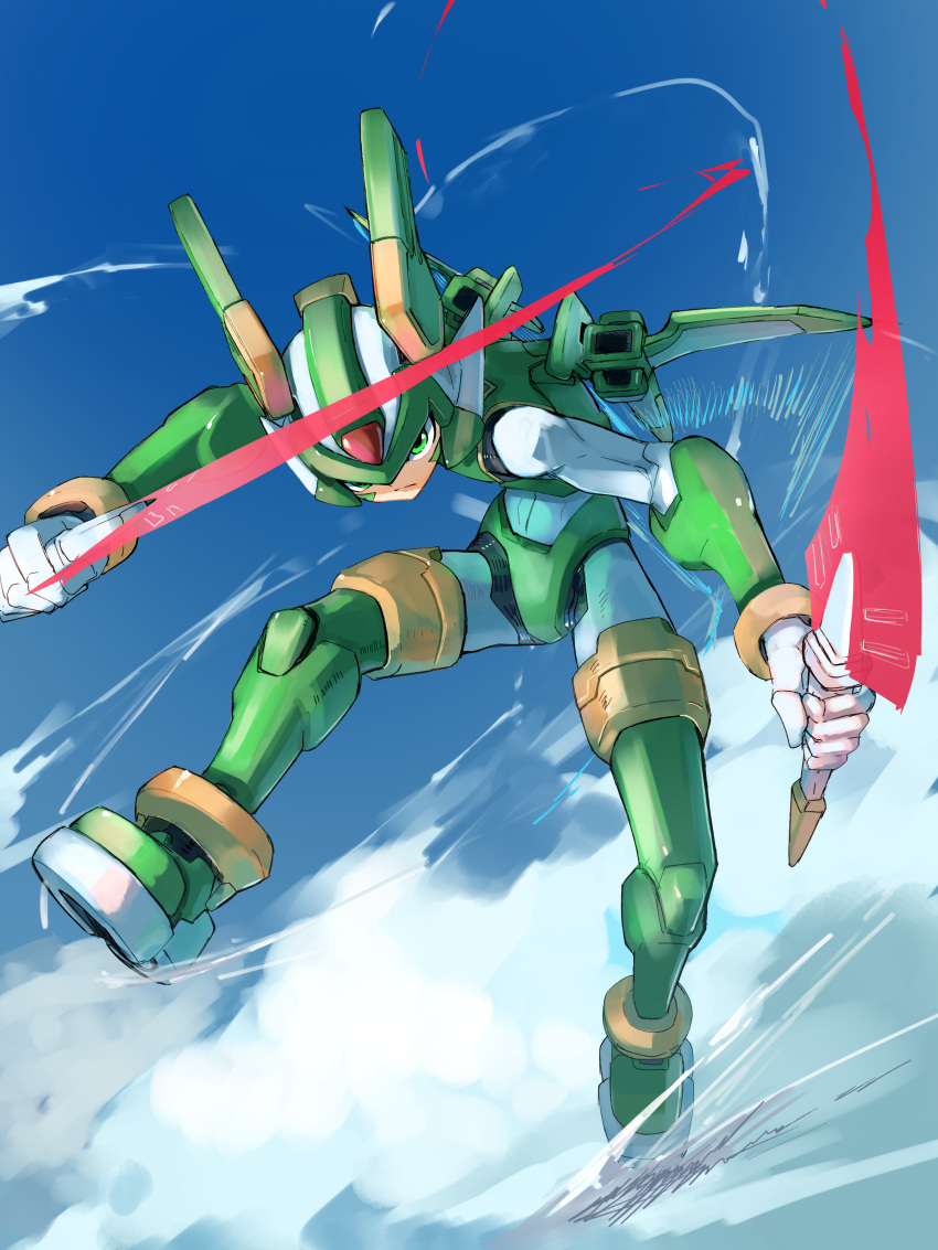 Safebooru - 1boy absurdres android armor clouds derivative work dual ...