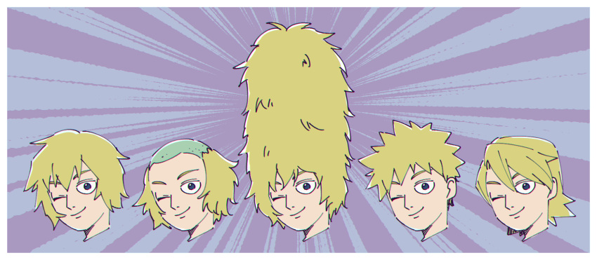 Safebooru - 1boy bald spot blonde hair blue eyes border cropped head ...