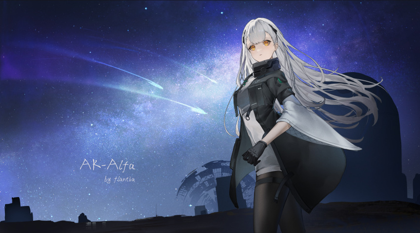 Safebooru - 1girl absurdres ak-alfa (girls' frontline) black gloves black hairband black jacket ...