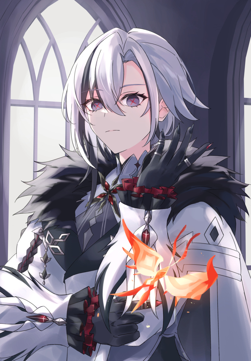 Safebooru - 1girl absurdres arlecchino (genshin impact) black hair black nails cloak commentary ...